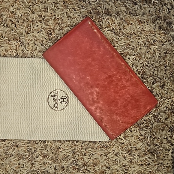 Hermes | Bags | Hermes Classic Cherry Red Leather Long Bifold Wallet ...